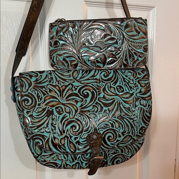Patricia Nash | Bags | Patricia Nash Teal And Brown Embossed Crossbody ...